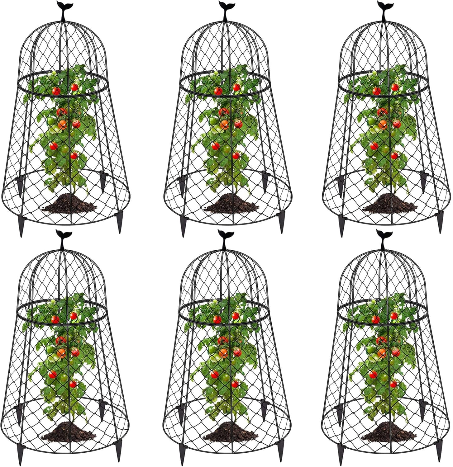 (6 Packs) 13" D x 20" H Garden Cloches for Plants, Rustproof Chicken ...