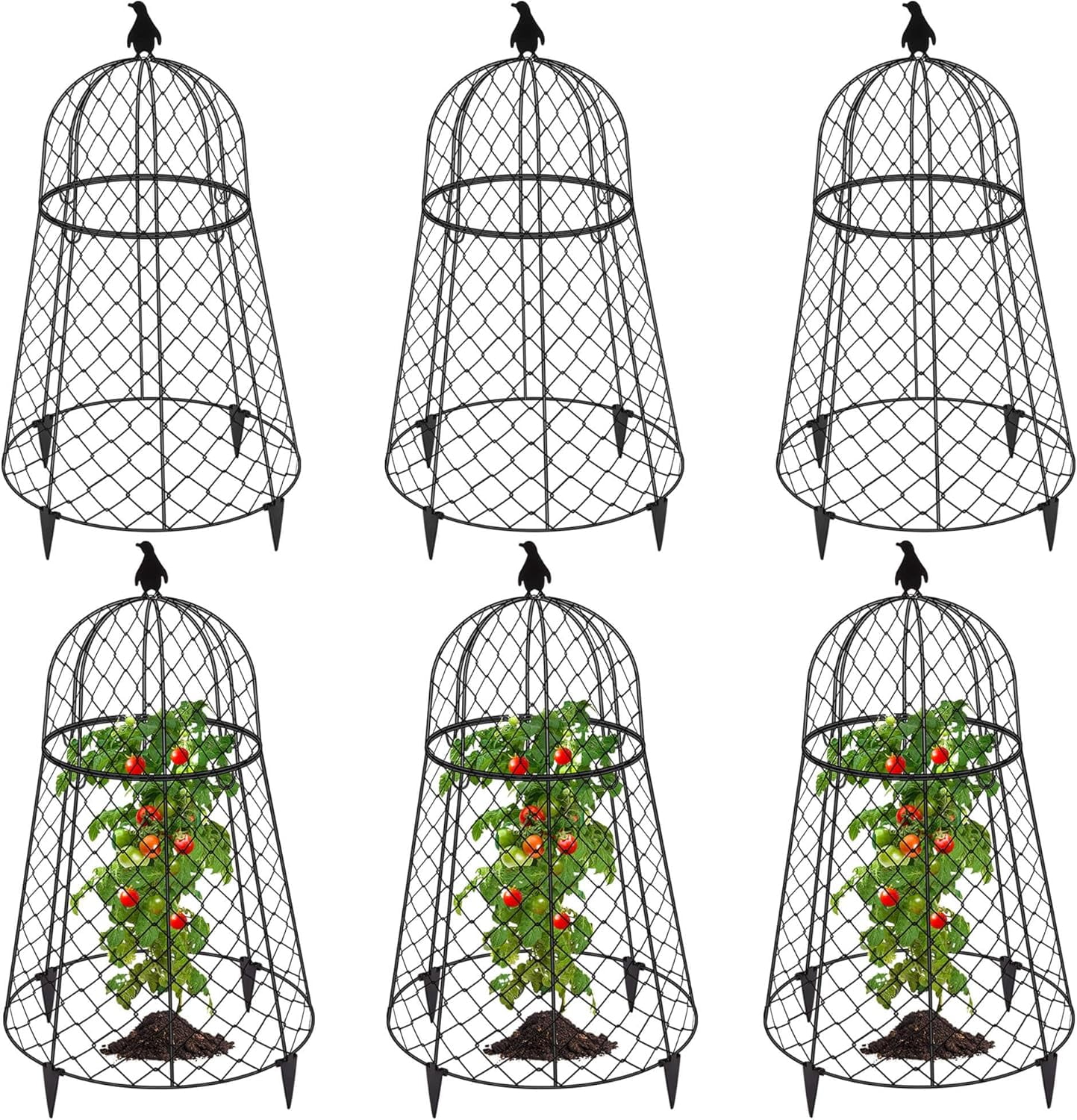 (6 Packs) 13" D x 20" H Garden Cloches for Plants, Rustproof Plant ...