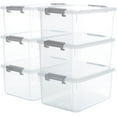 6 Packs 17 QT Plastic Storage Bins with Lids Large Stackable Storage ...