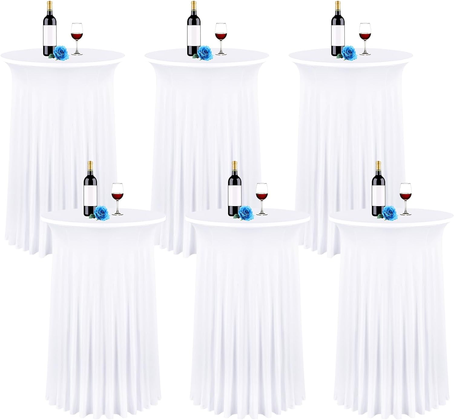 6 Packs 24"x 43" Round Cocktail Table Skirt,Spandex Stretch Cocktail ...