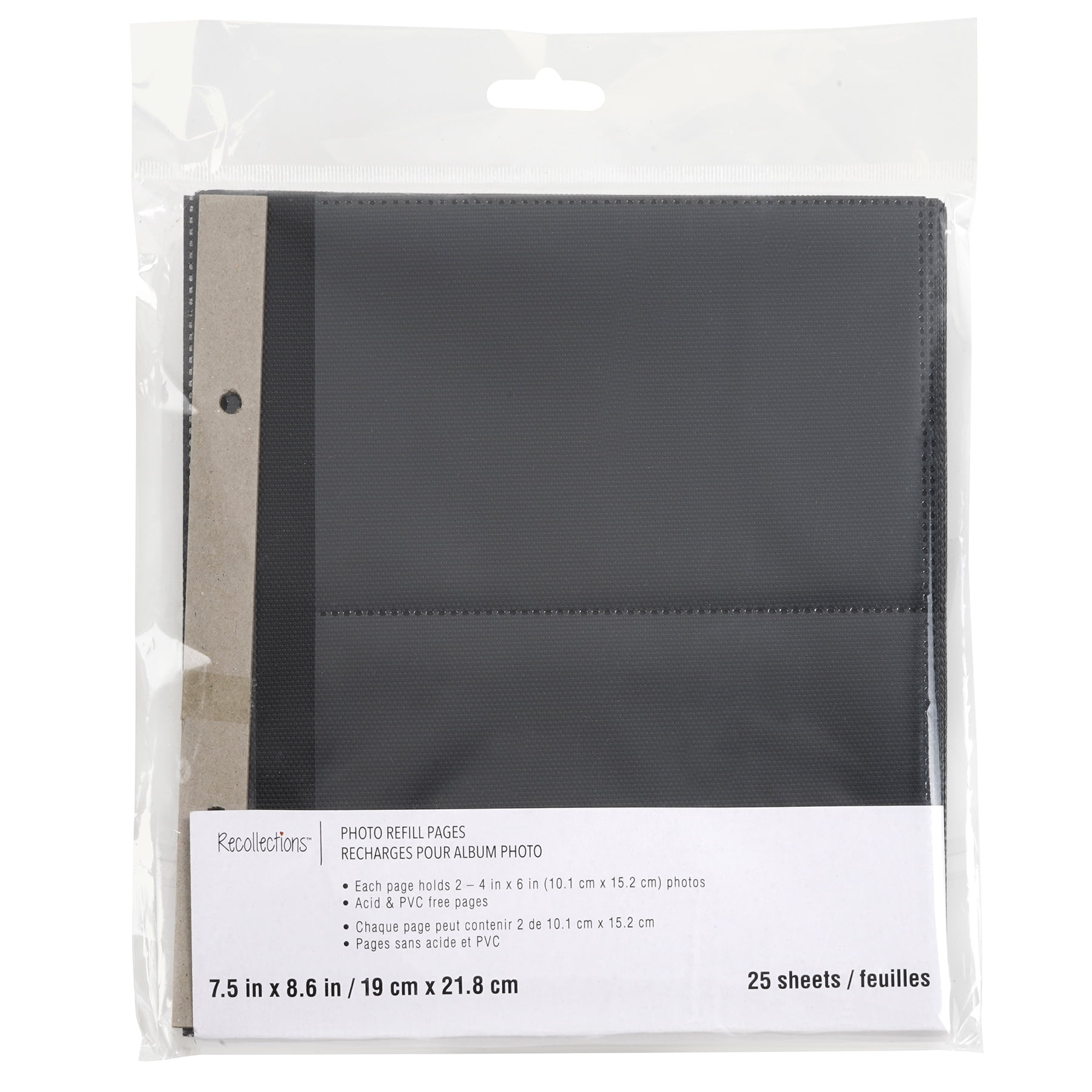 6 Packs: 25 ct. (50 total) 7.5" x 8.6" Black 2-Up Photo Refill Pages by ...