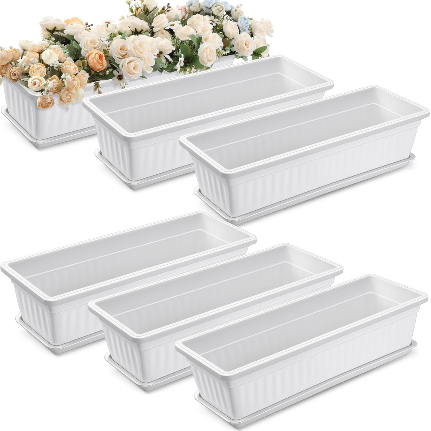 6 Packs 27 Inch Window Flower Box Extra Large Window Sill Herb Garden ...