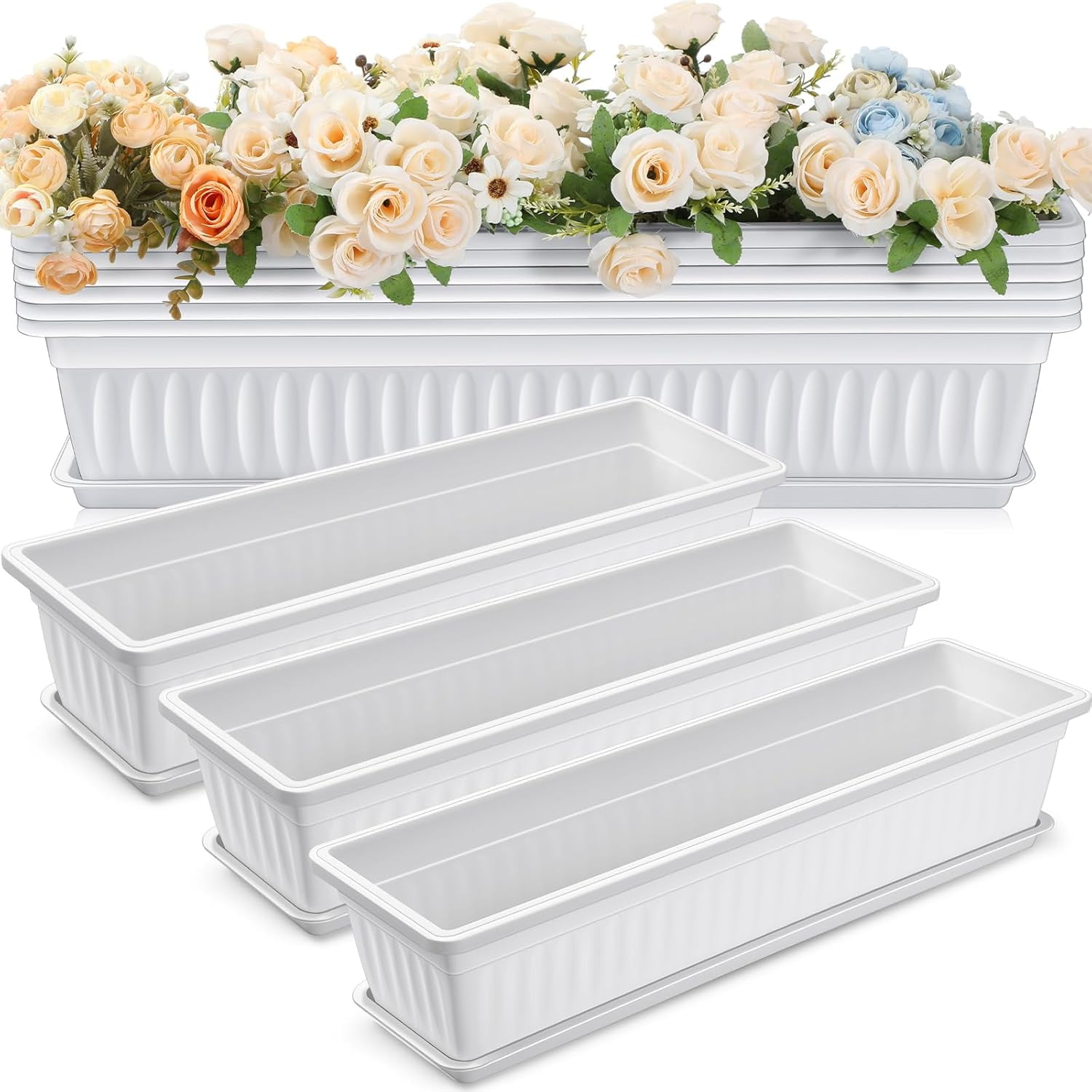 6 Packs 27 Inch Window Flower Box Extra Large Window Sill Herb Garden ...