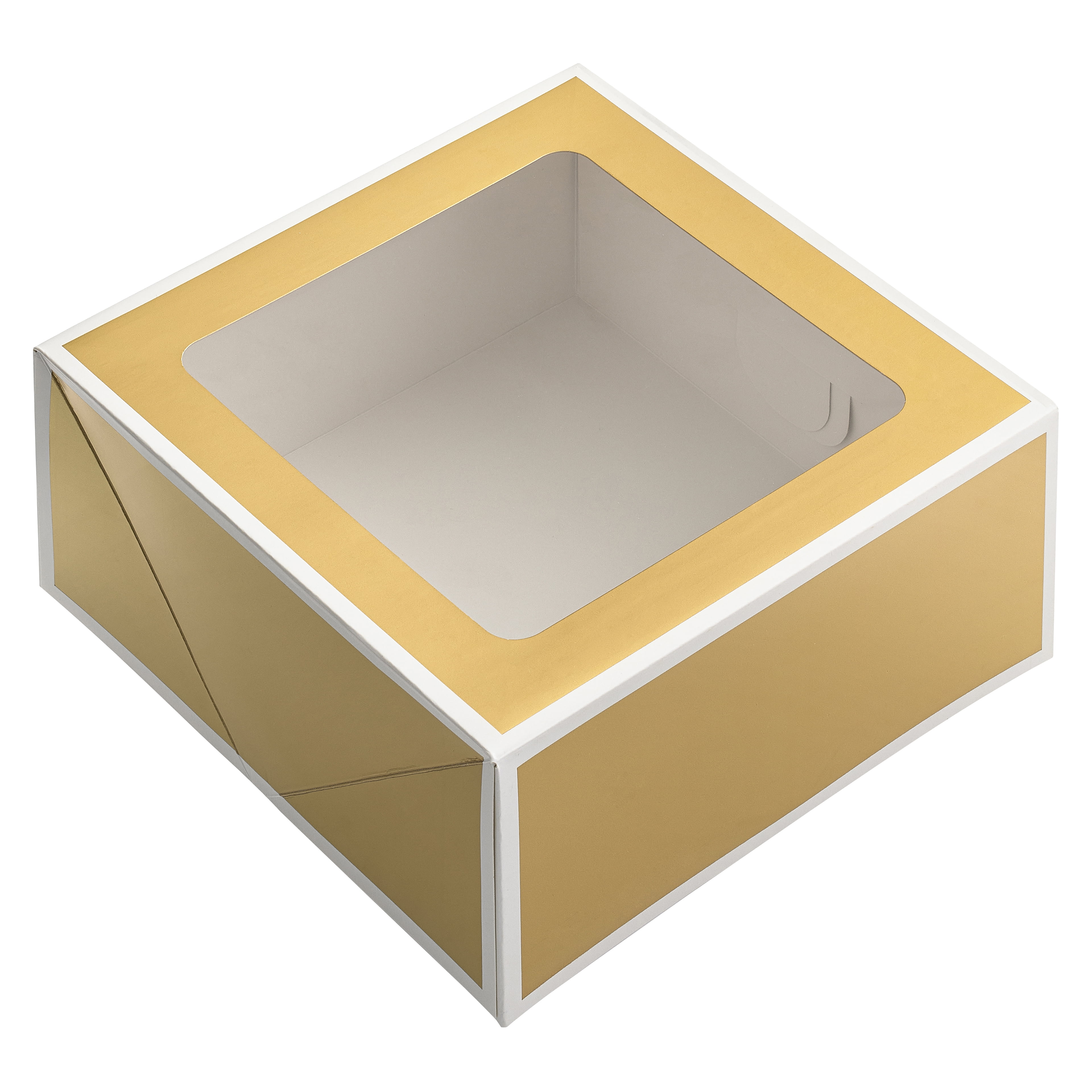 6 Packs: 3 ct. (18 total) Gold Treat Boxes with White Trim by Celebrate ...