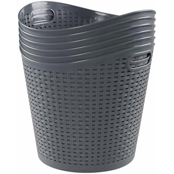 6 Packs 30 L Plastic Clothes Laundry Hamper with Handles, Large ...