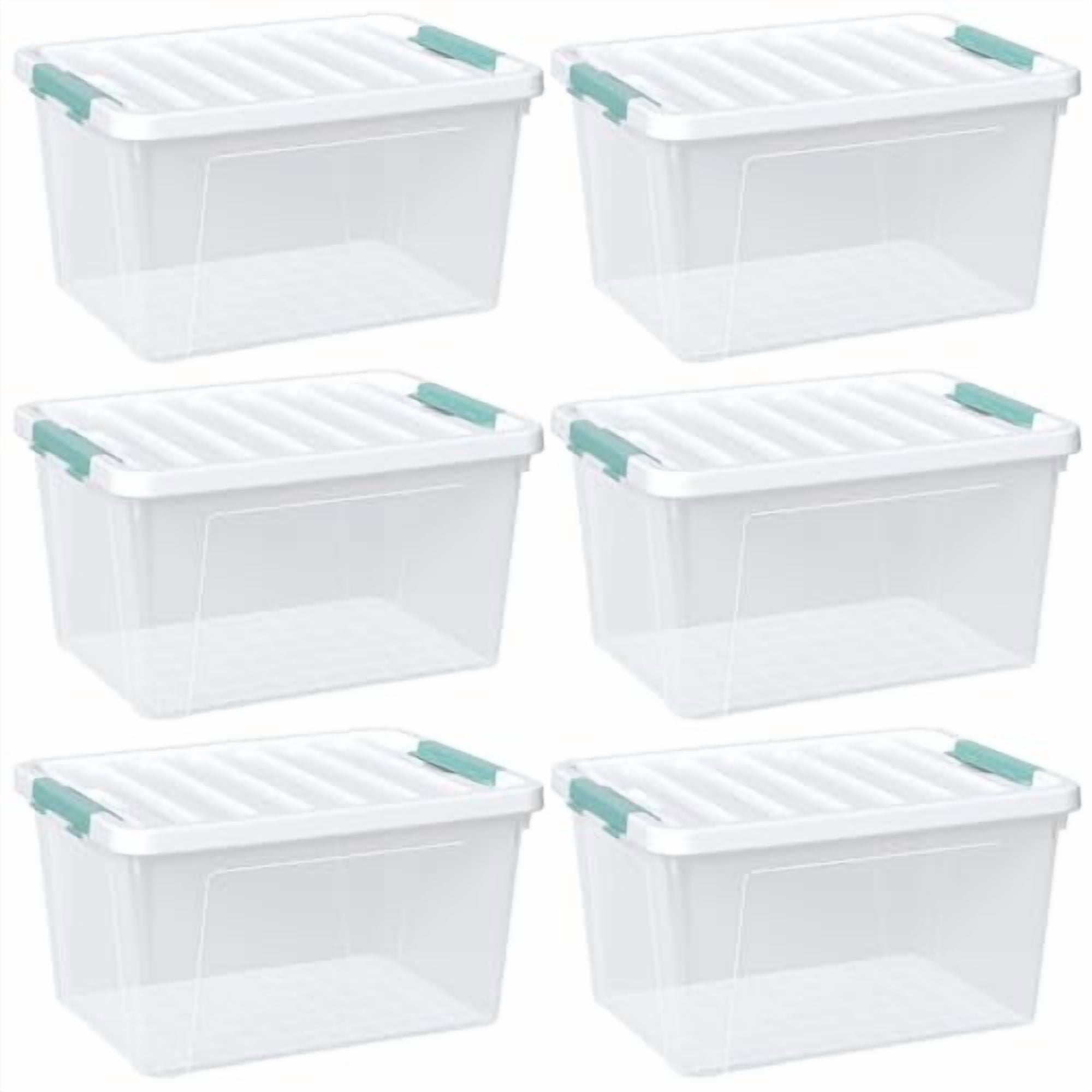 6 Packs 35 L Clear Plastic Latching Bins with Lids, Large Storage Tote ...