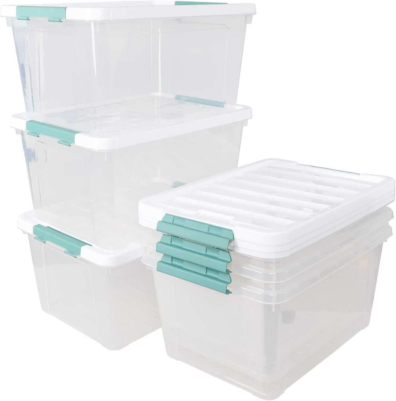 6 Packs 35 L Clear Plastic Stackable Storage Container, Storage Bins ...