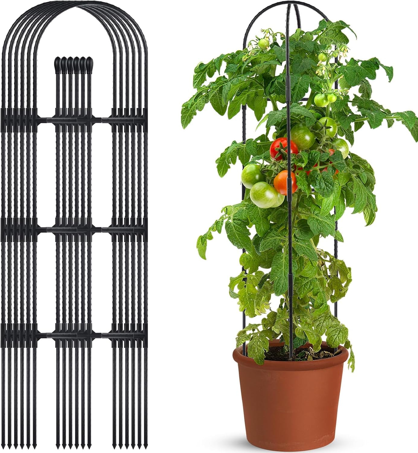 6 Packs 4 Feet U Shape Metal Garden Trellis for Climbing Plants, Plant ...