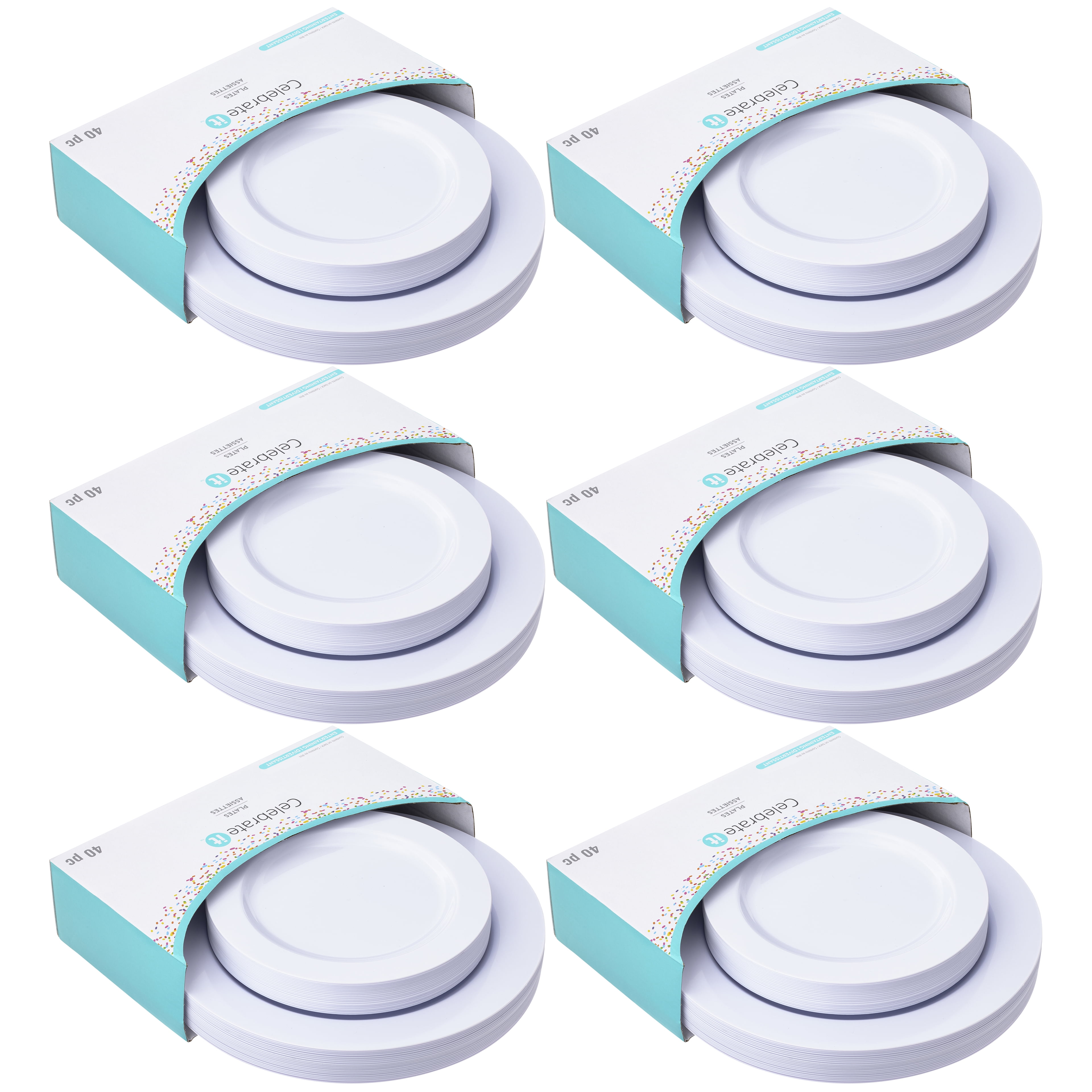 6 Packs: 40 ct. (240 total) Plastic Dinner & Lunch Plate Set by ...