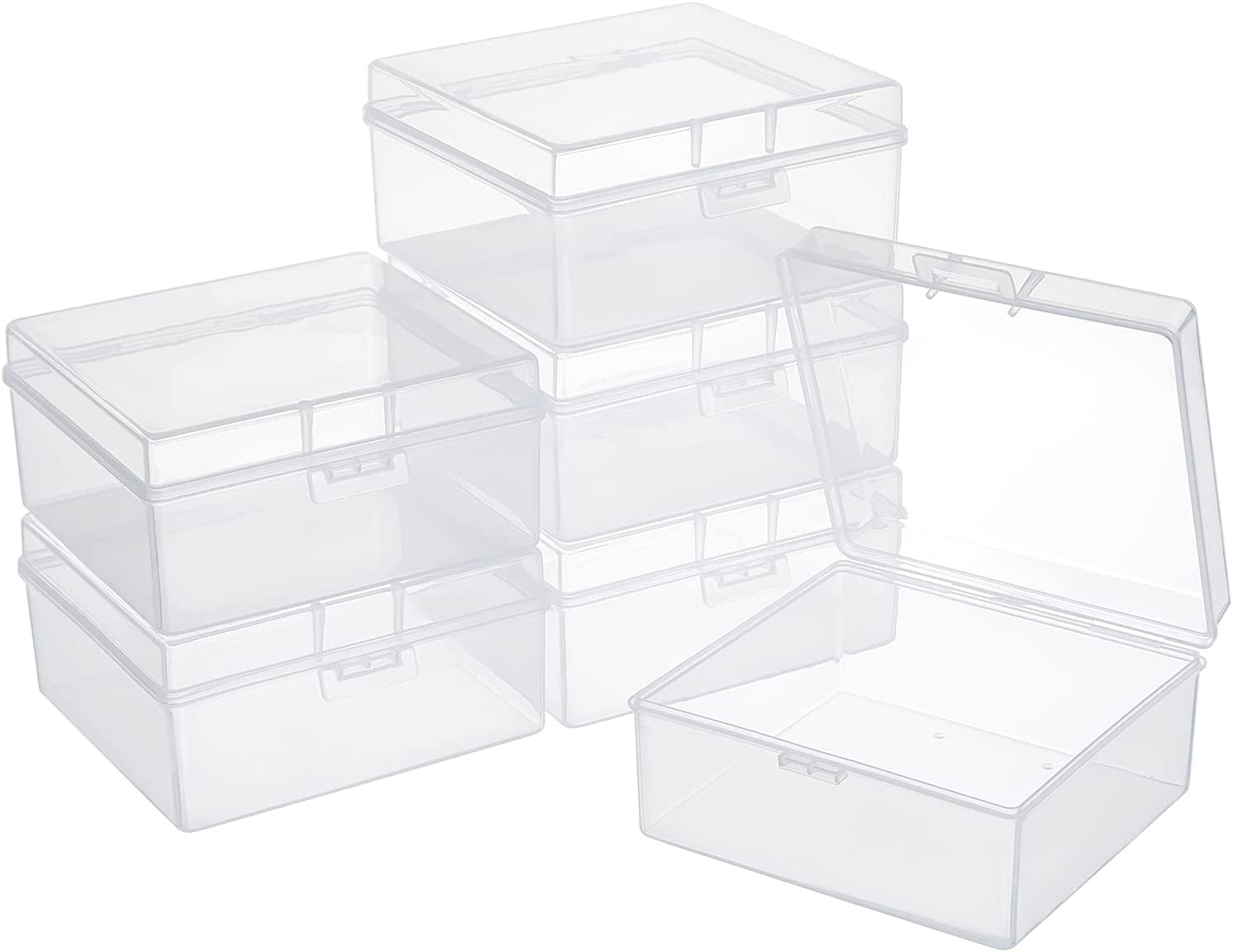 6 Packs 4x3.8x2 Clear Plastic Box Containers with Buckle Lids for Beads ...