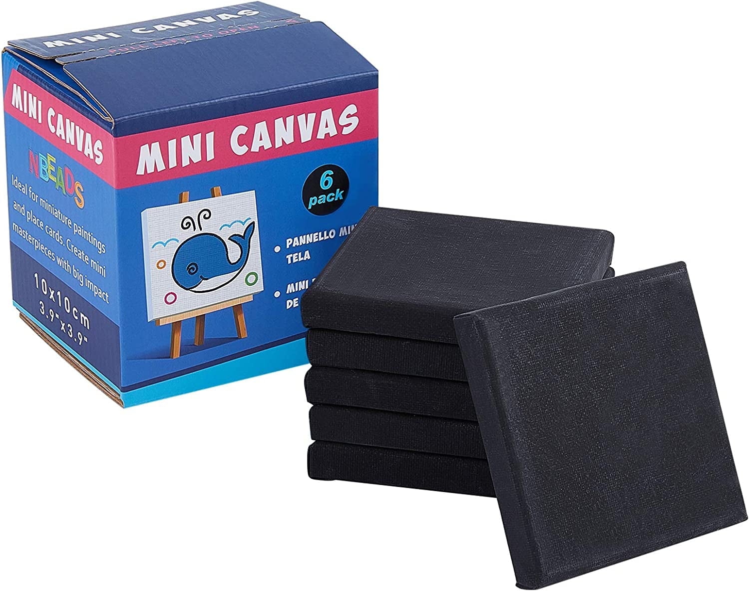 6Packs 4x4 Inch Mini Canvas Panel Black Canvas Painting Sketchpad ...