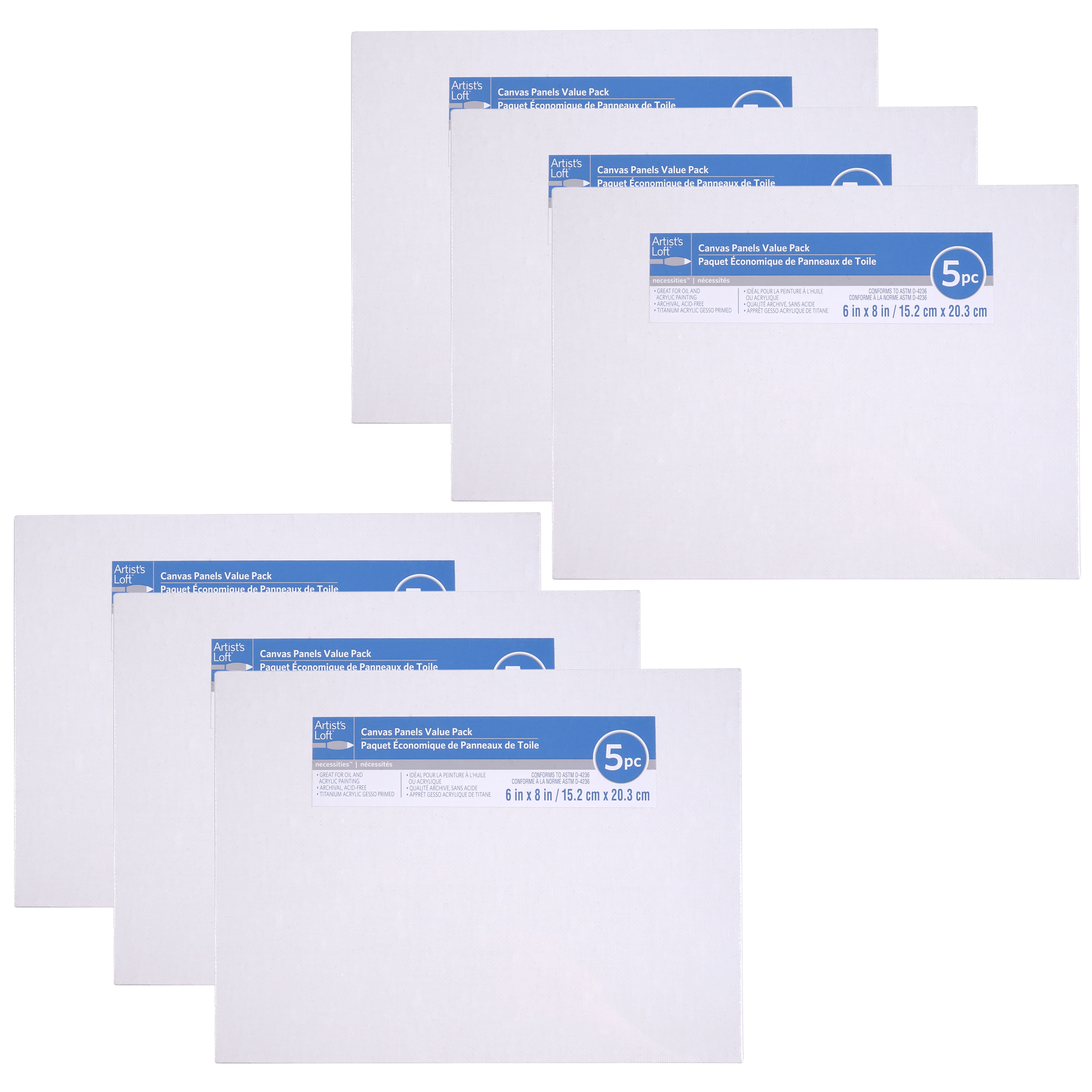 6 Packs: 5 ct. (30 total) Value Pack Canvas Panels by Artist's Loft ...
