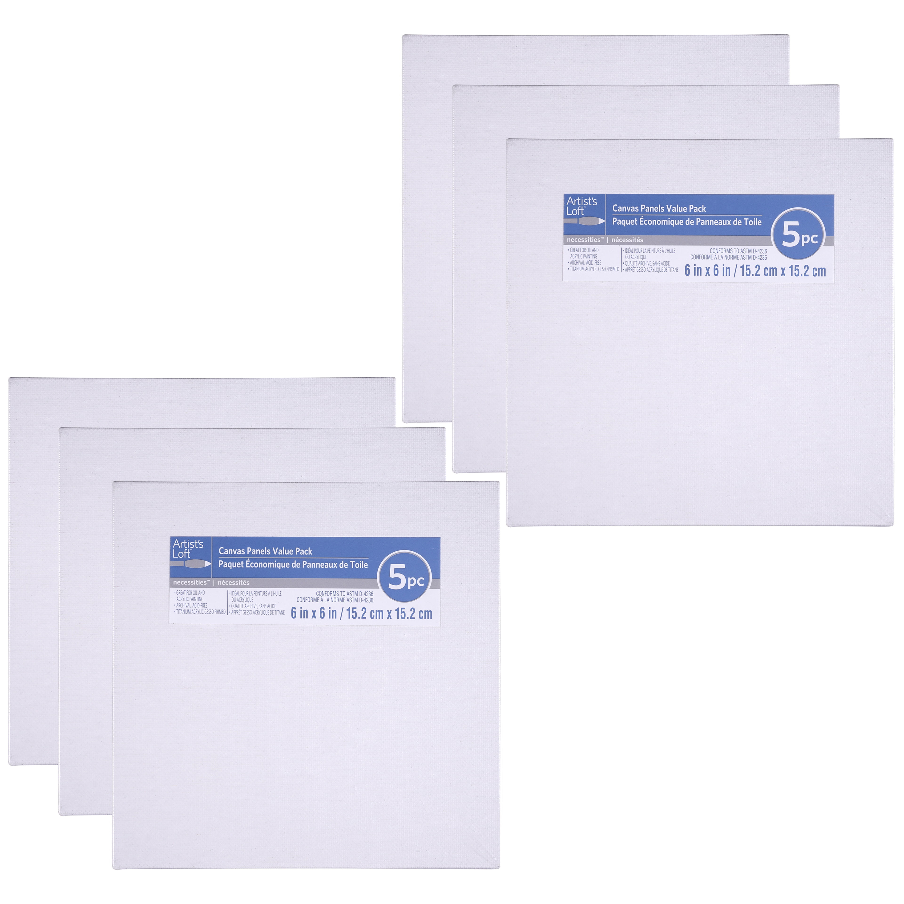 6 Packs: 5 ct. (30 total) Value Pack Canvas Panels by Artist's Loft ...