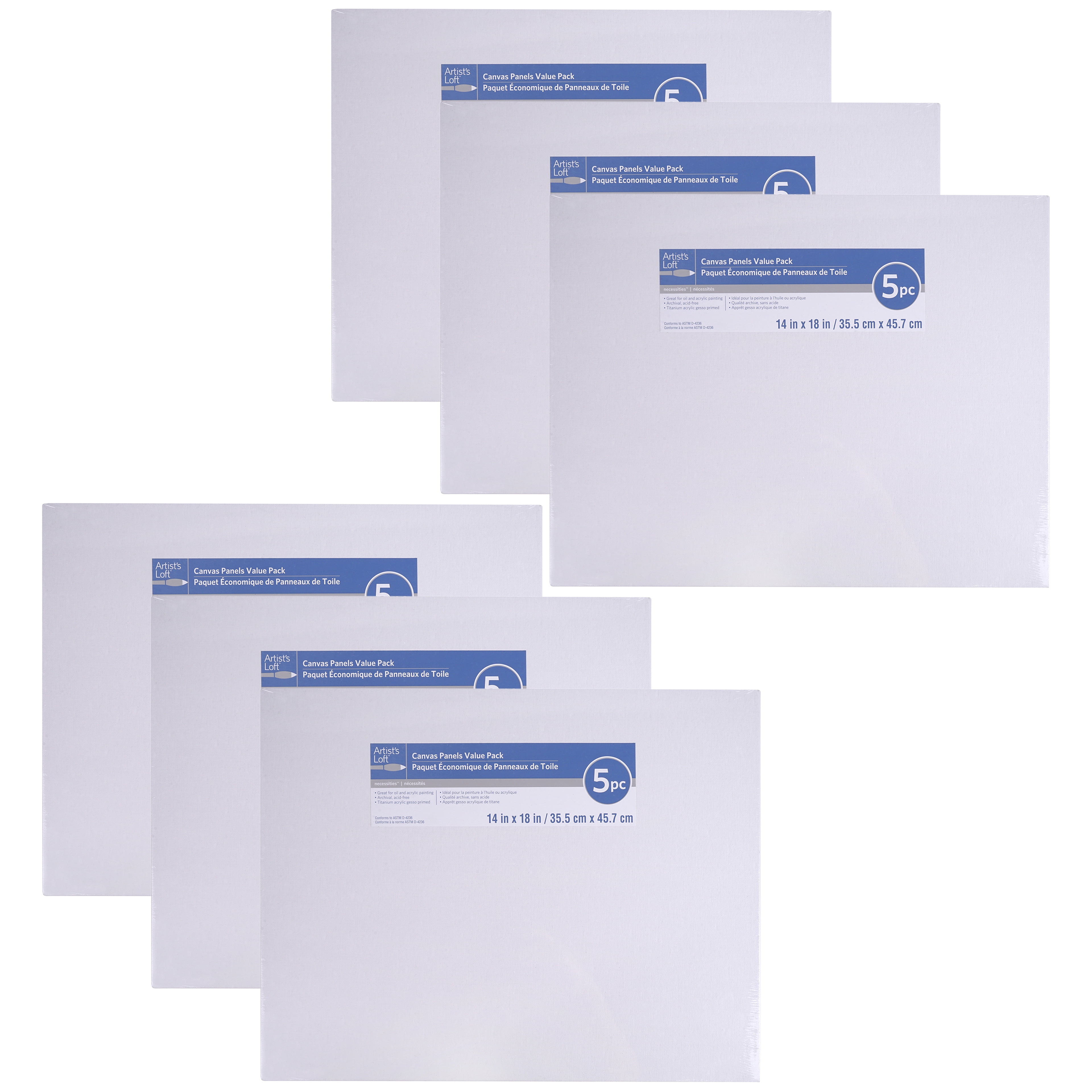 6 Packs: 5 ct. (30 total) Value Pack Canvas Panels by Artist's Loft ...