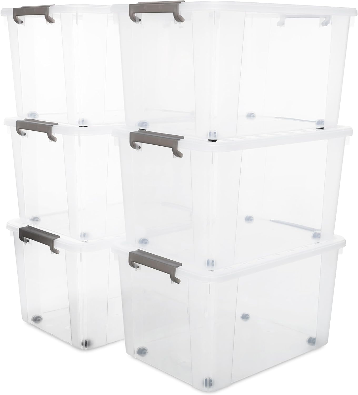6 Packs 69 QT Plastic Storage Bins with Lids Large Stackable Storage ...