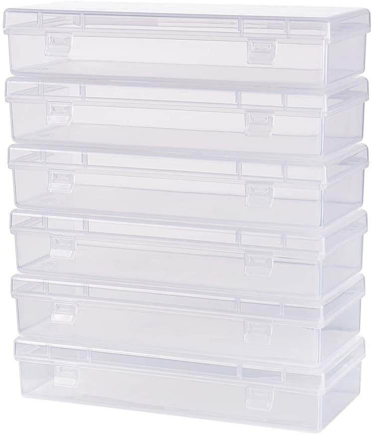 6 Packs 6x2.5x1.2 Inch Rectangle Large Clear Plastic Boxes Containers ...