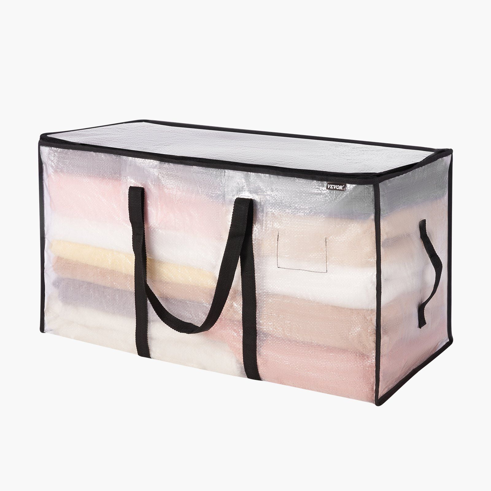 6 Packs 90L Clear Clothes Storage Bags, Foldable Plastic Blanket ...