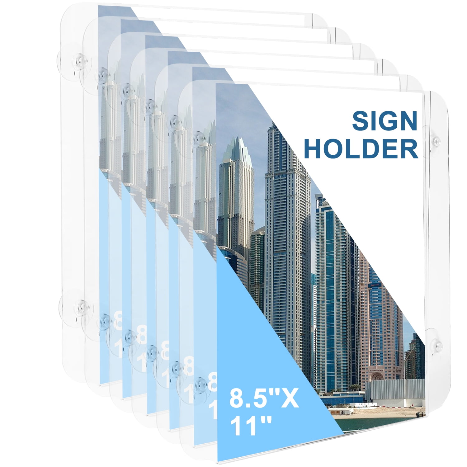 6 Packs Acrylic Window Sign Holder 8.5 x 11 with 4 Suction Cups,Clear ...