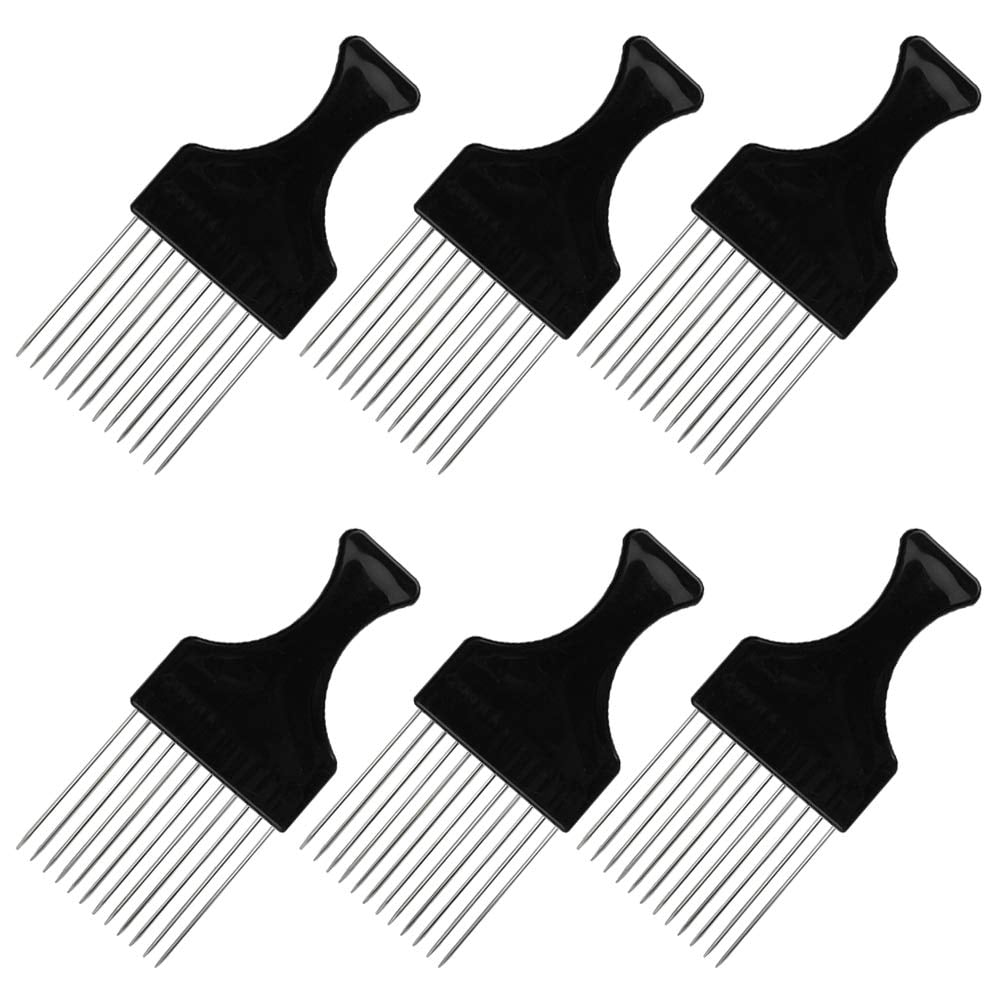 6 Packs Afro Comb Metal Pick Comb Curly,Afro Braid Pick Hairdressing ...