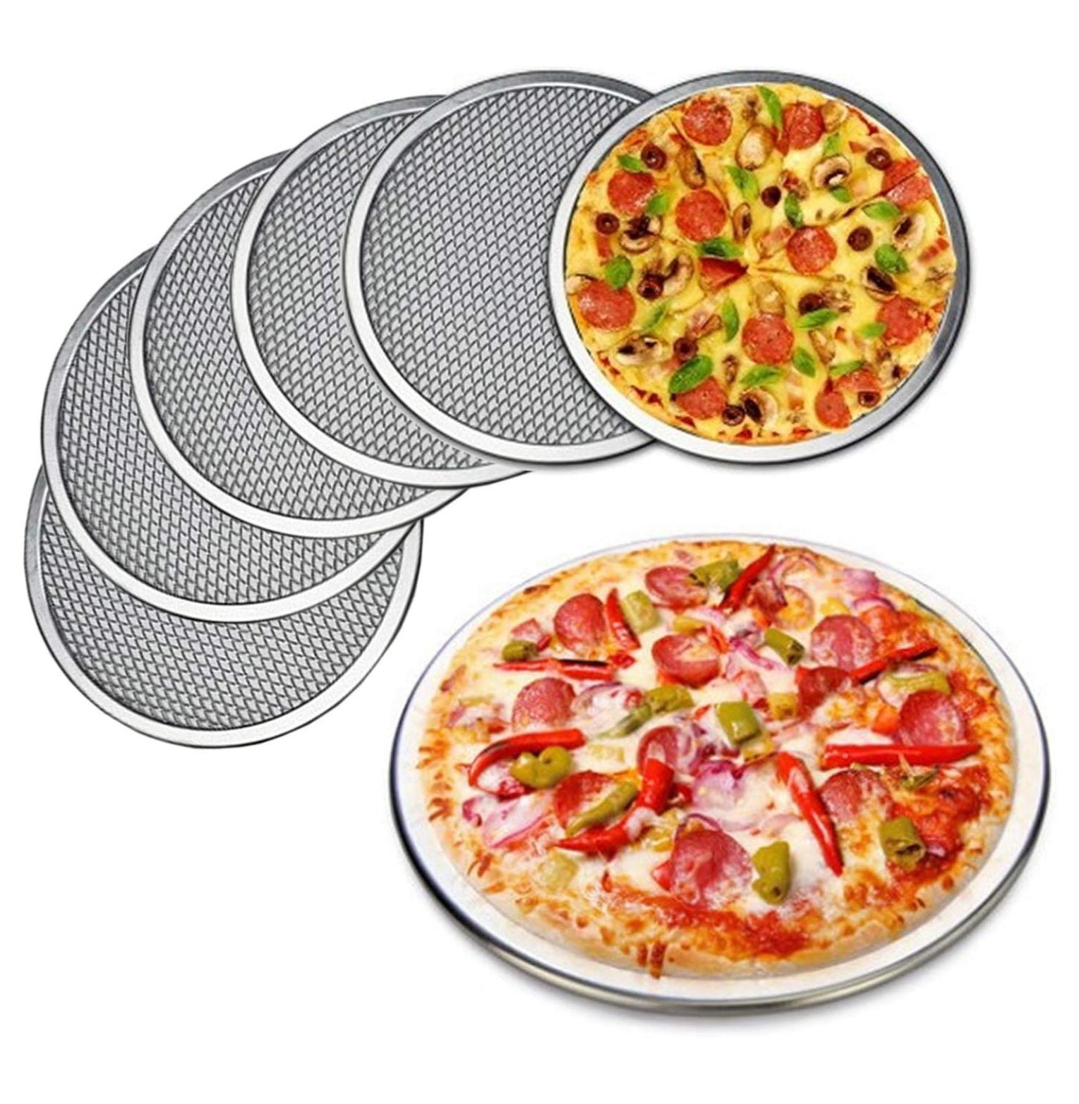 6 Packs Aluminum Alloy Pizza Pan with Holes, 7 Inch Grade Pizza/Baking ...