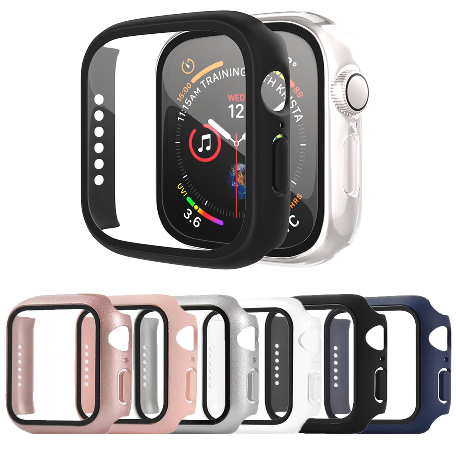 6-Pack Apple Watch Case 45mm with Built-in Tempered Glass, Waterproof ...