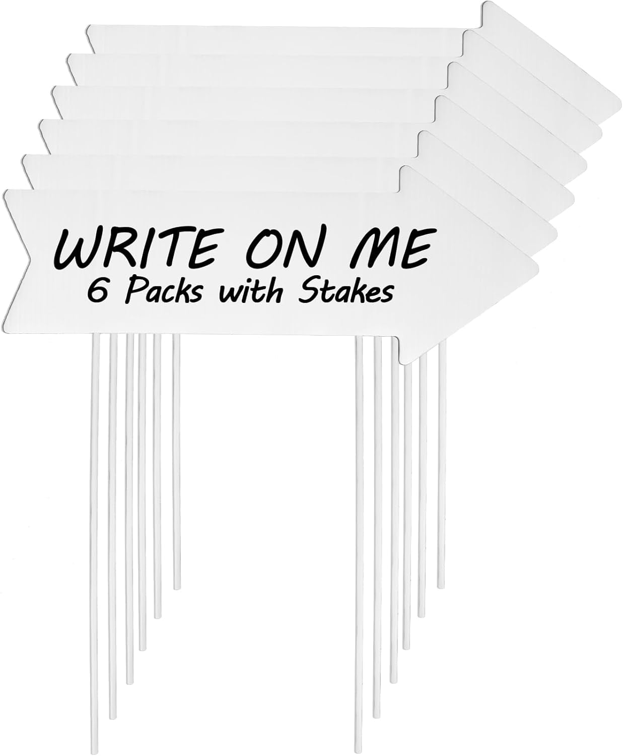 6 Packs Arrow Yard Signs with Stakes – Blank Double-Sided Yard Signs ...