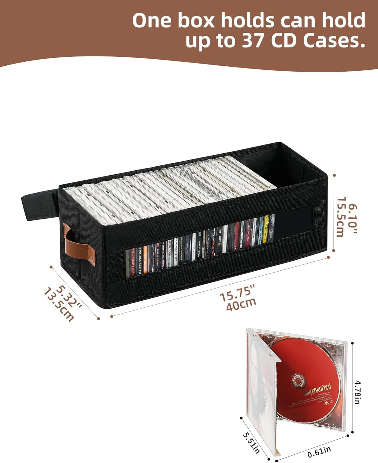 6 Packs CD Storage Box with Visible Window, Stackable CD Case Holder with Dustproof Lid and ...