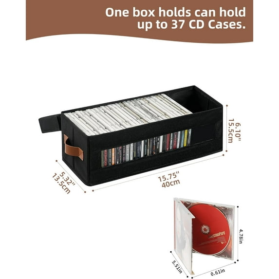 6 Packs CD Storage Box with Visible Window, Stackable CD Case Holder ...