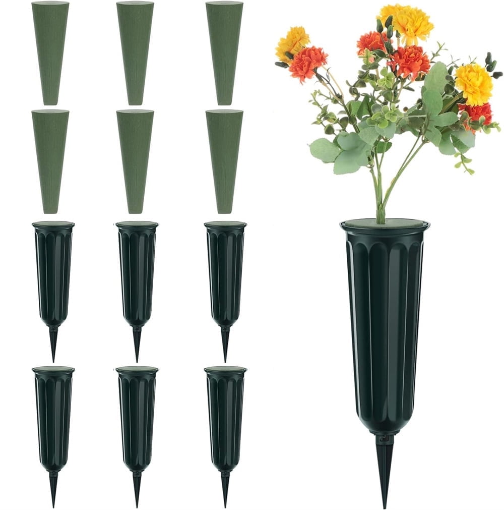 6 Packs Cemetery Vases with Spikes Foam Memorial Floral Ground Vases ...