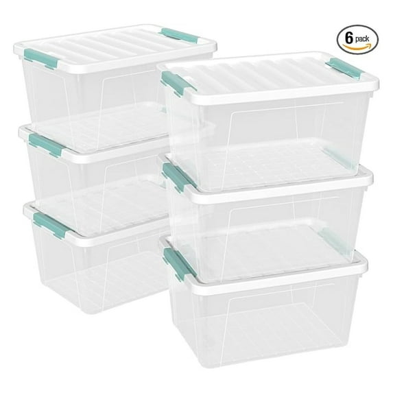 6 Packs Clear Large Storage Containers Bins with Lid, Multipurpose 35 ...