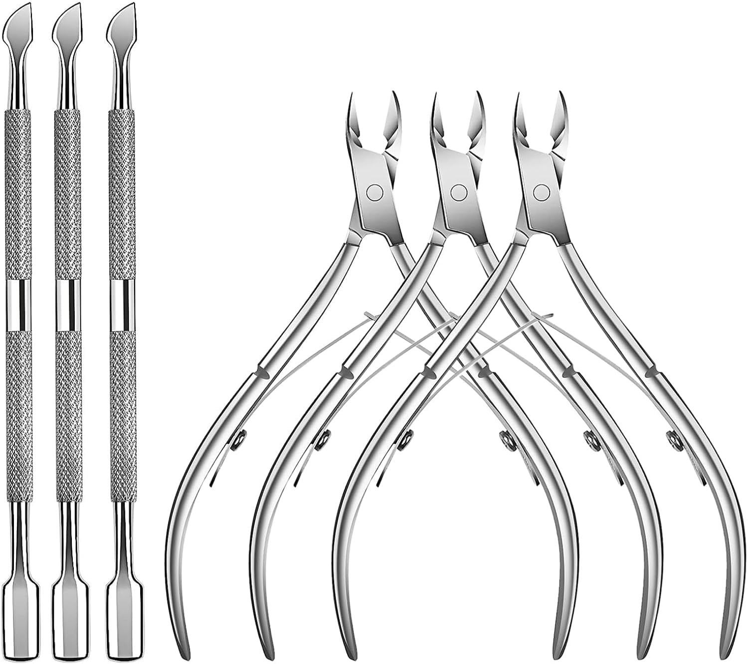 6 Packs Cuticle Trimmer with Pusher - Professional Stainless Steel ...