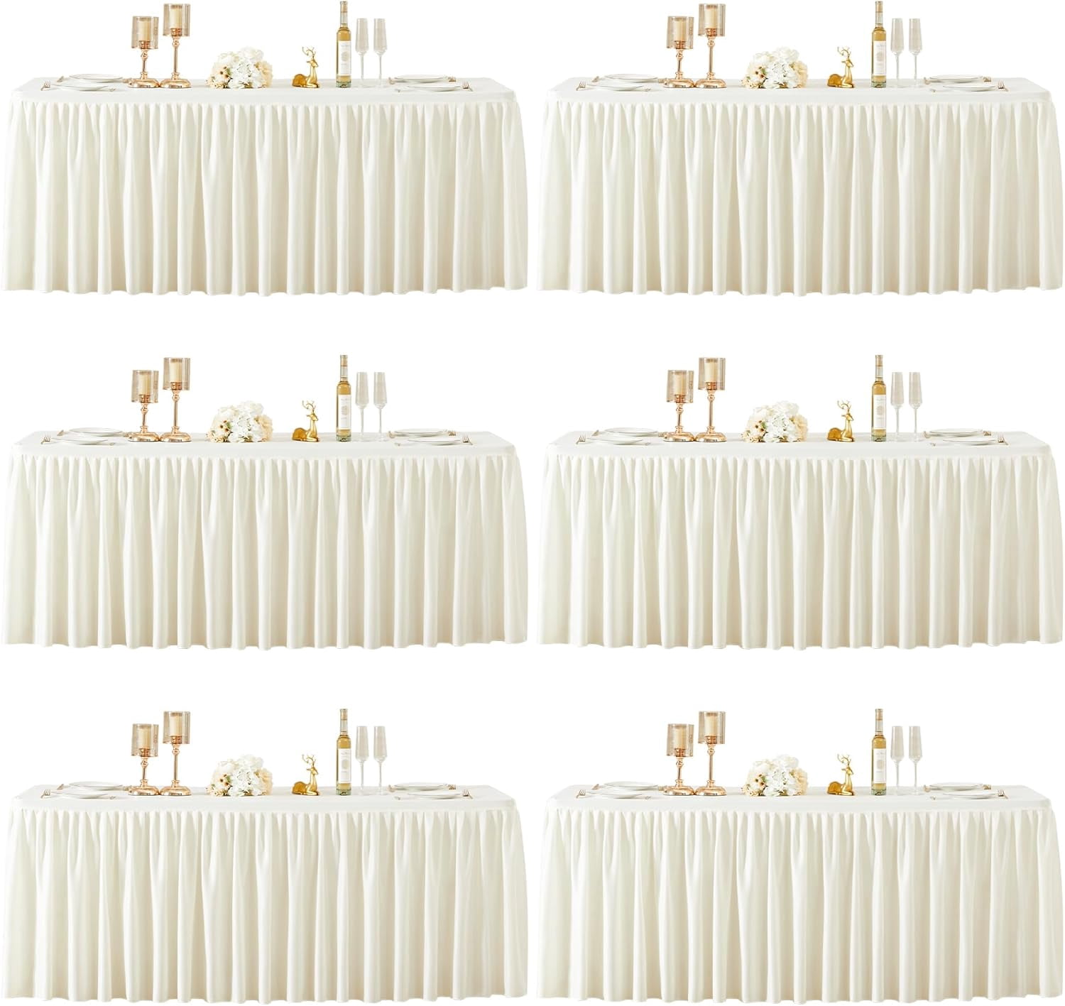 6 Packs Dark Champagne Polyester Table Clothes for 6 Foot Rectangle ...