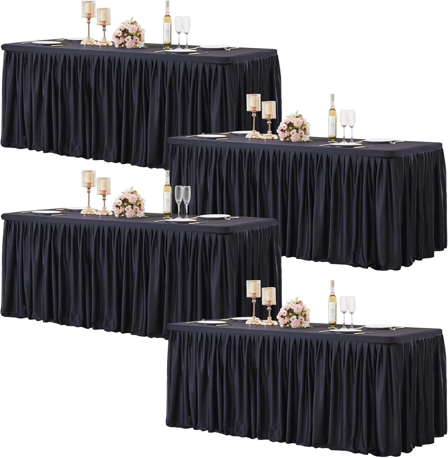 6 Packs Dark Champagne Polyester Table Clothes for 6 Foot Rectangle ...