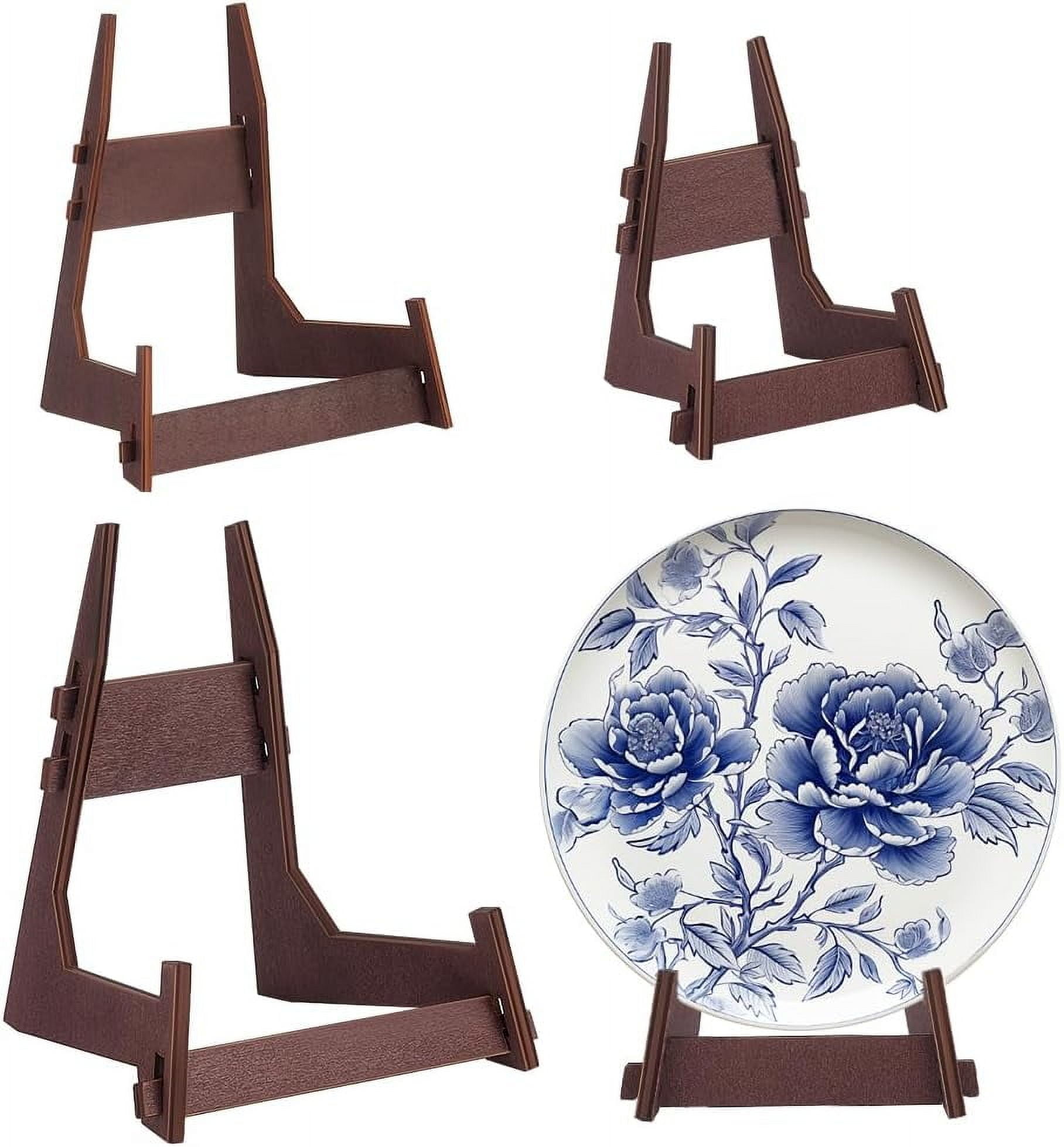 6 Packs Display Stand 3 Styles Decorative Wooden Plate Holder Wooden ...