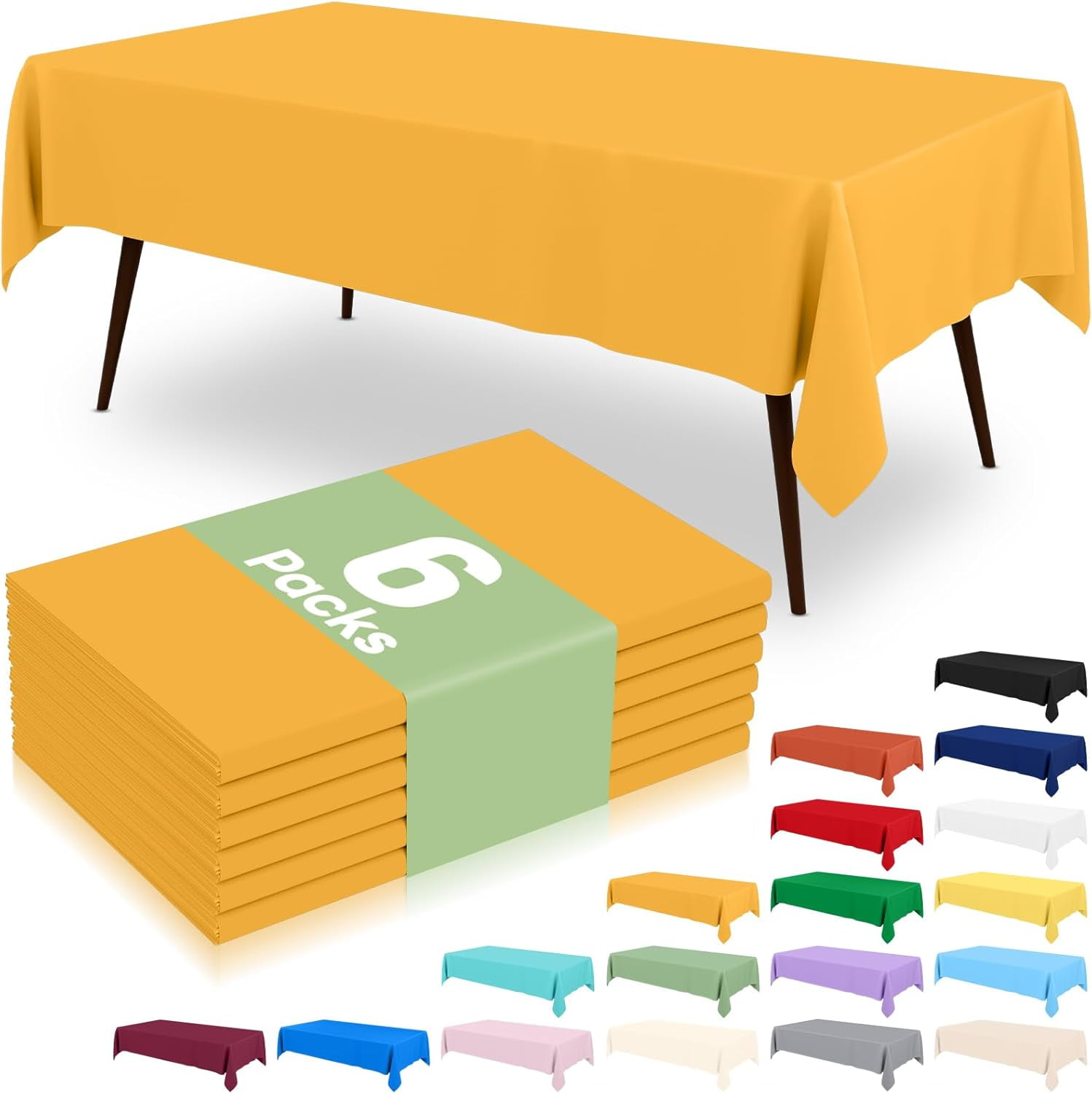 6 Packs Disposable Plastic Table Cloth, 54 x 108 Inch Waterproof ...