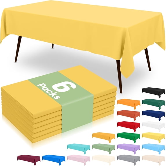 6 Packs Disposable Plastic Tablecloths, 54 x 108 Inch Waterproof ...