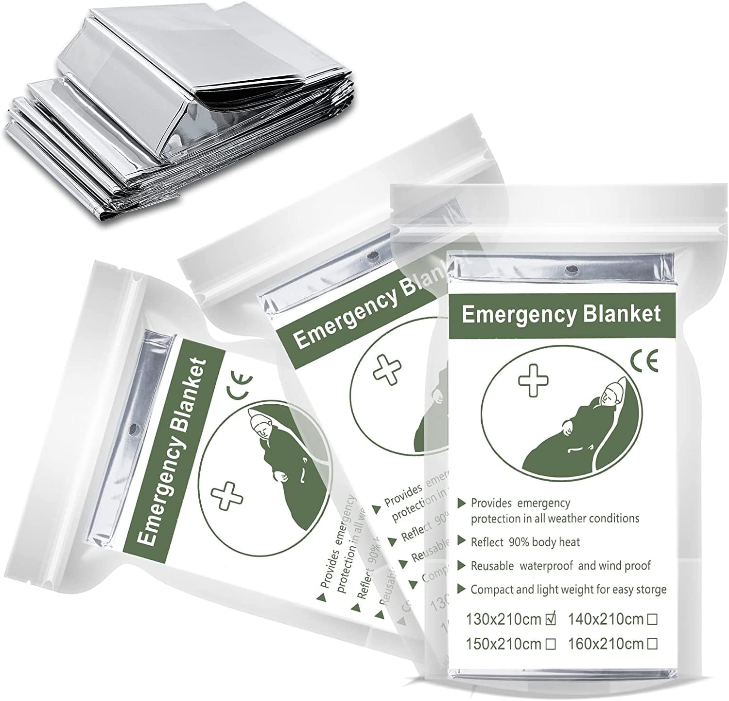 6 Packs Emergency Mylar Thermal Blankets, Designed for Outdoors ...