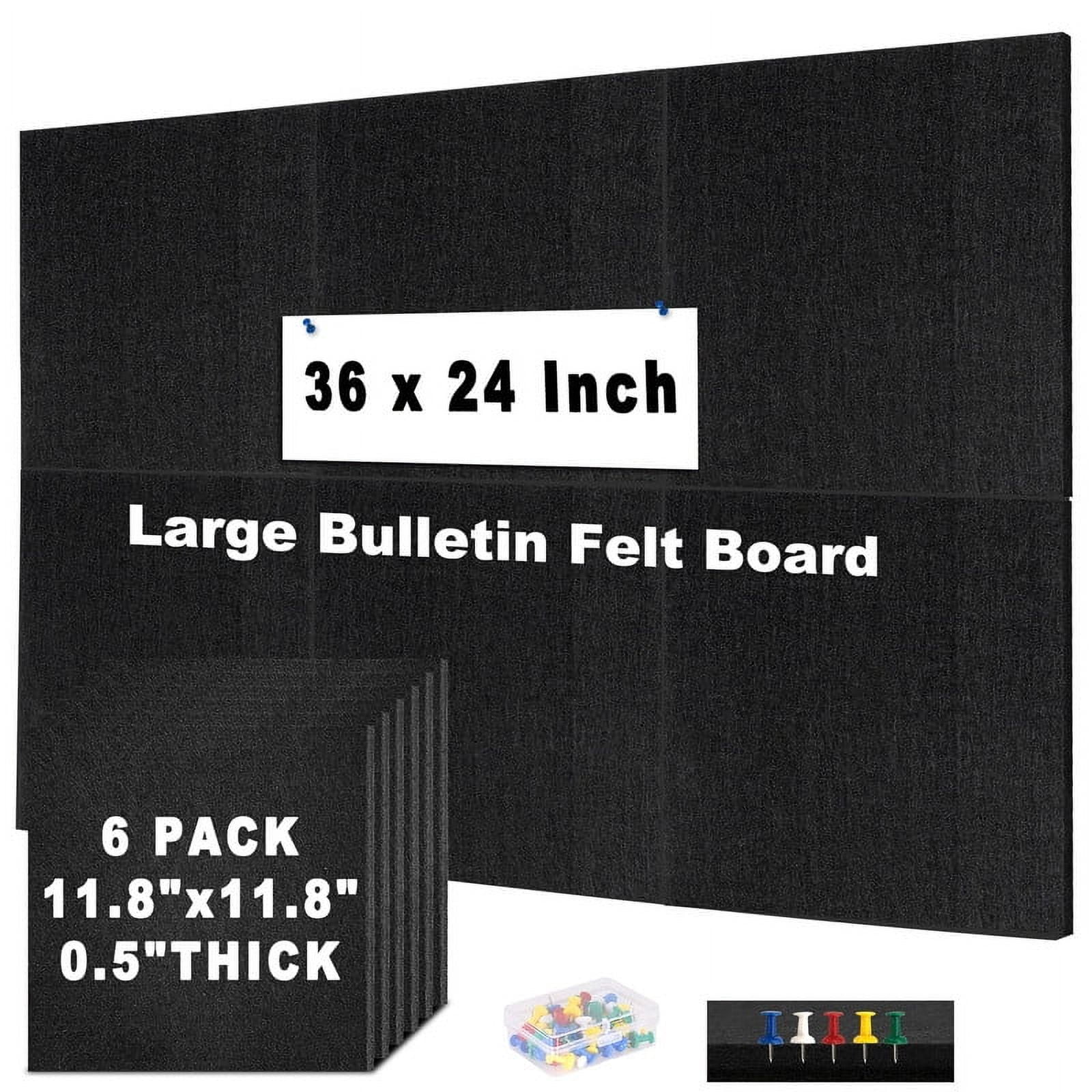 6 Packs Felt Cork Board Tiles 11.8x11.8 Inch, Black Poster Board Cork ...
