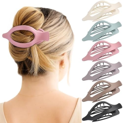 6 Packs Flat Hair Clips, Curved Claw Clips for Women Girls, Clips for ...