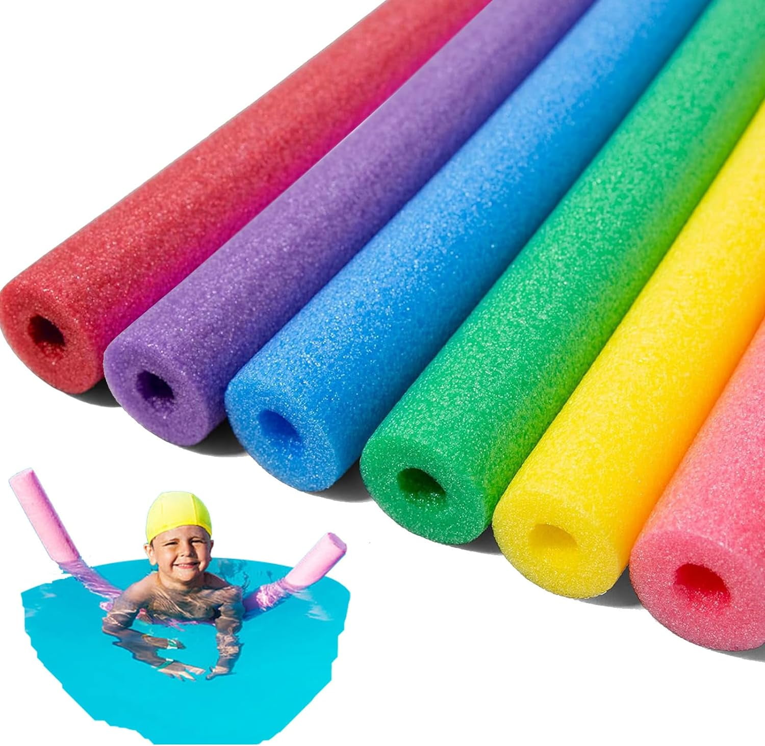 6-Packs Foam Pool Noodles, Pool Floats for Adult, Pool Noodle for ...