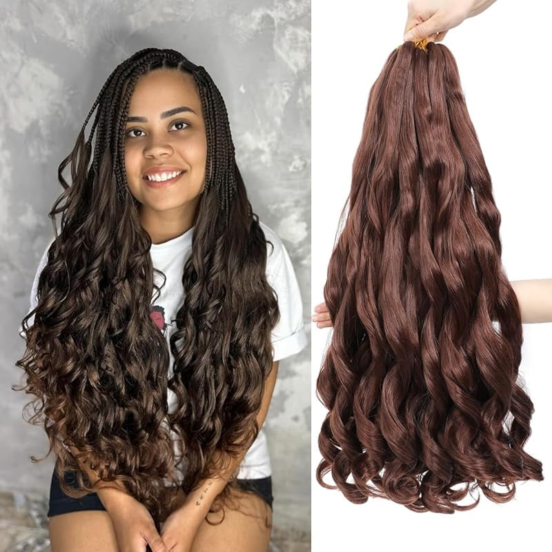 6 Packs French Curls Braiding Hair 24 Inch Loose Wave Bouncy Braiding Hair with curly ends Pre ...