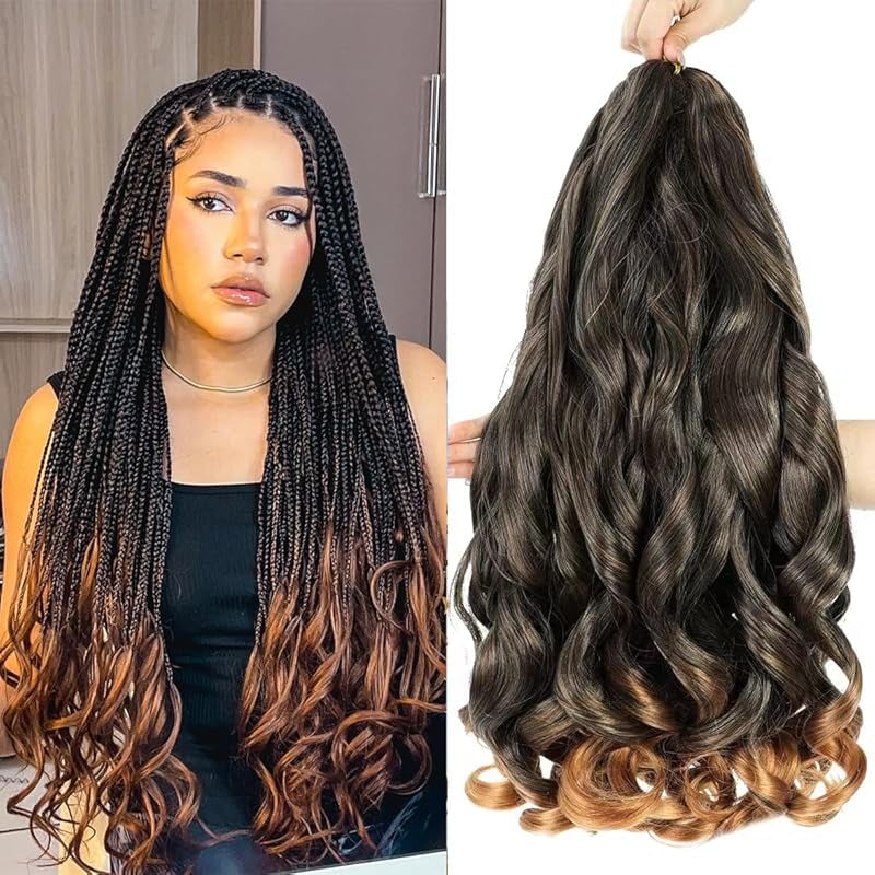 6 Packs French Curls Braiding Hair 24 Inch Loose Wave Bouncy Braiding Hair with curly ends Pre ...