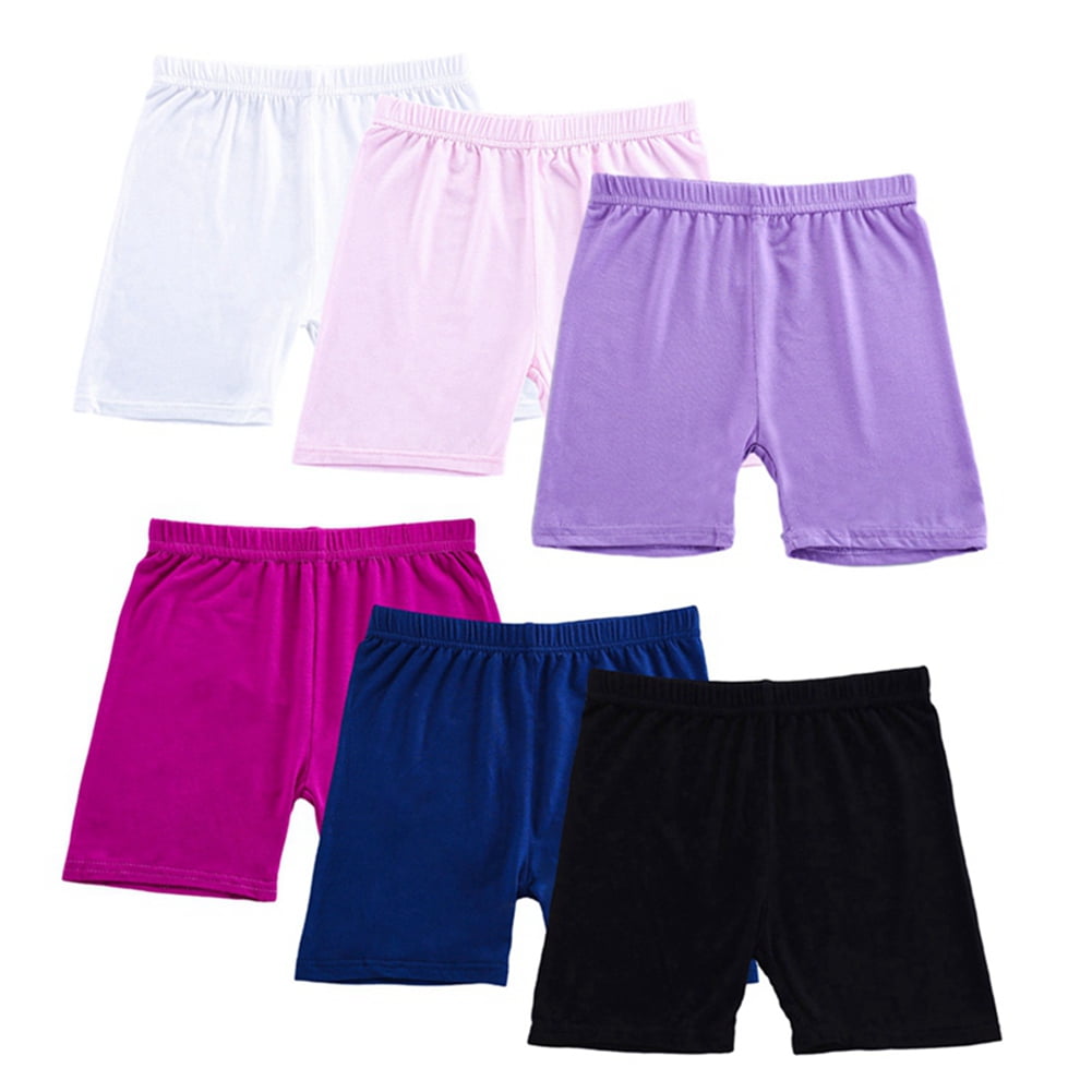 6 Packs Girls Cotton Shorts Multicolor Toddler Girl Dance Shorts Kids ...