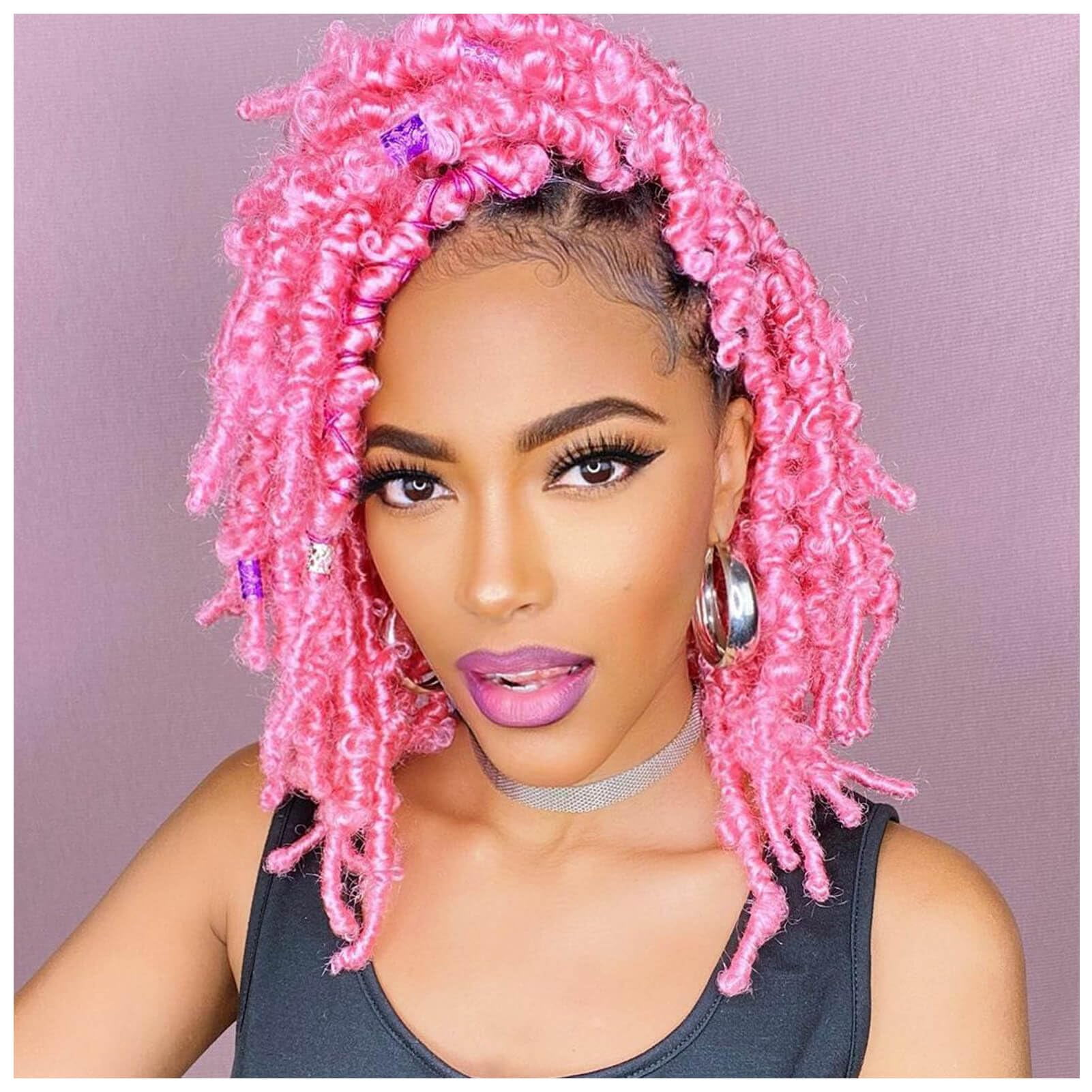 6 Packs Hot Pink Butterfly Locs Crochet Hair 12 Inch Short Distressed ...