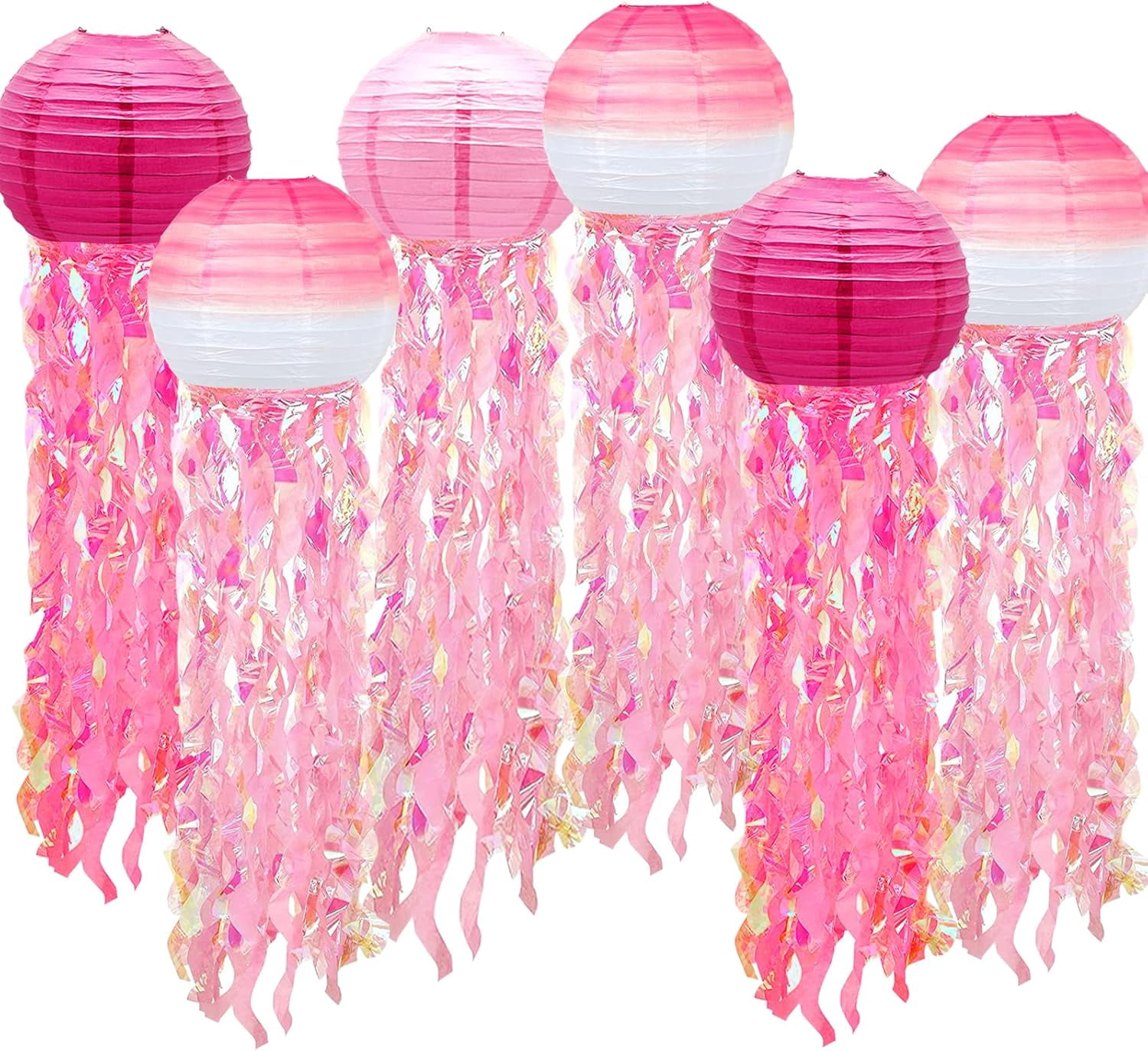 6 Packs Jellyfish Paper Lanterns Hanging Mermaid Wishes Lantern ...