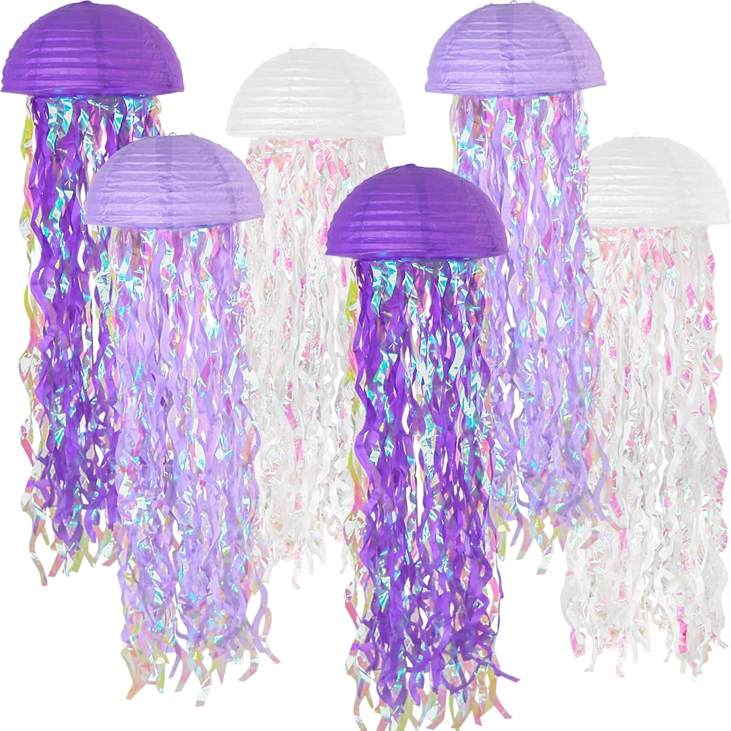 6 Packs Jellyfish Paper Lanterns Hanging Mermaid Wishes Lantern Under ...