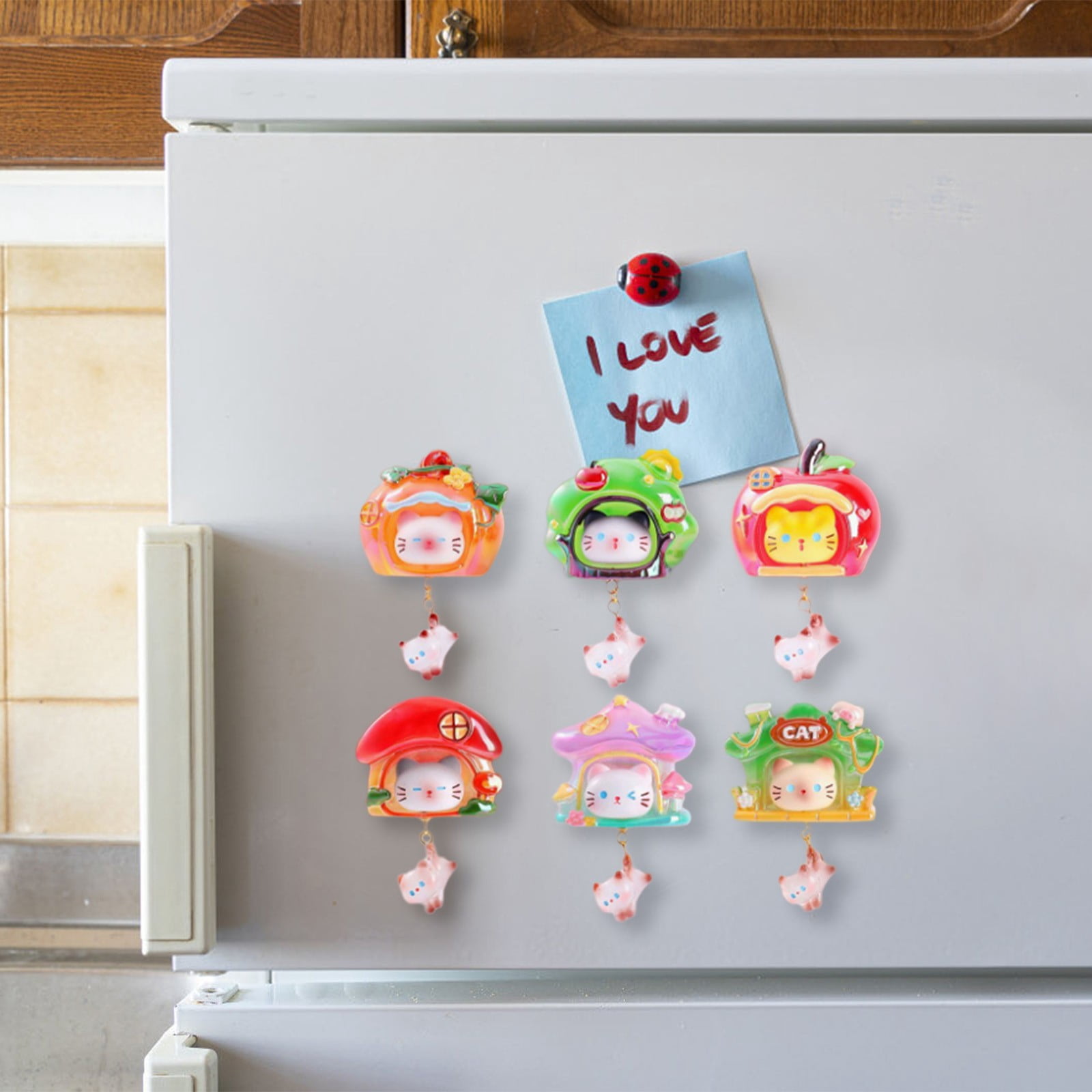 6 Packs LED Night Light Fridge Magnets - Cute Kawaii House Shape with ...
