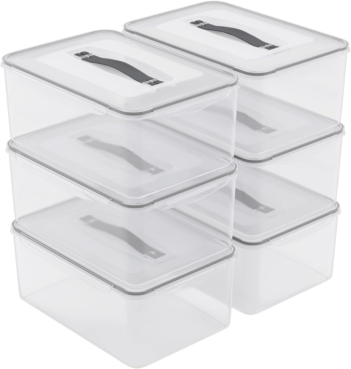6 Packs Large Plastic Airtight Rectangular Food Storage Container, 15L ...
