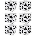 6 Packs Large Storage Bins Cubes Foldable Cow Print Boxes Fabric Cotton ...