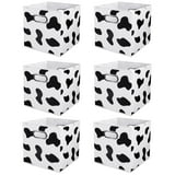 6 Packs Large Storage Bins Cubes Foldable Cow Print Boxes Fabric Cotton ...